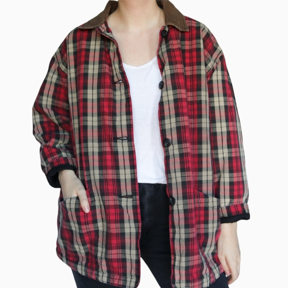 Vintage | Jackets & Coats | Vintage Chore Coat Plaid Quilted Work ...